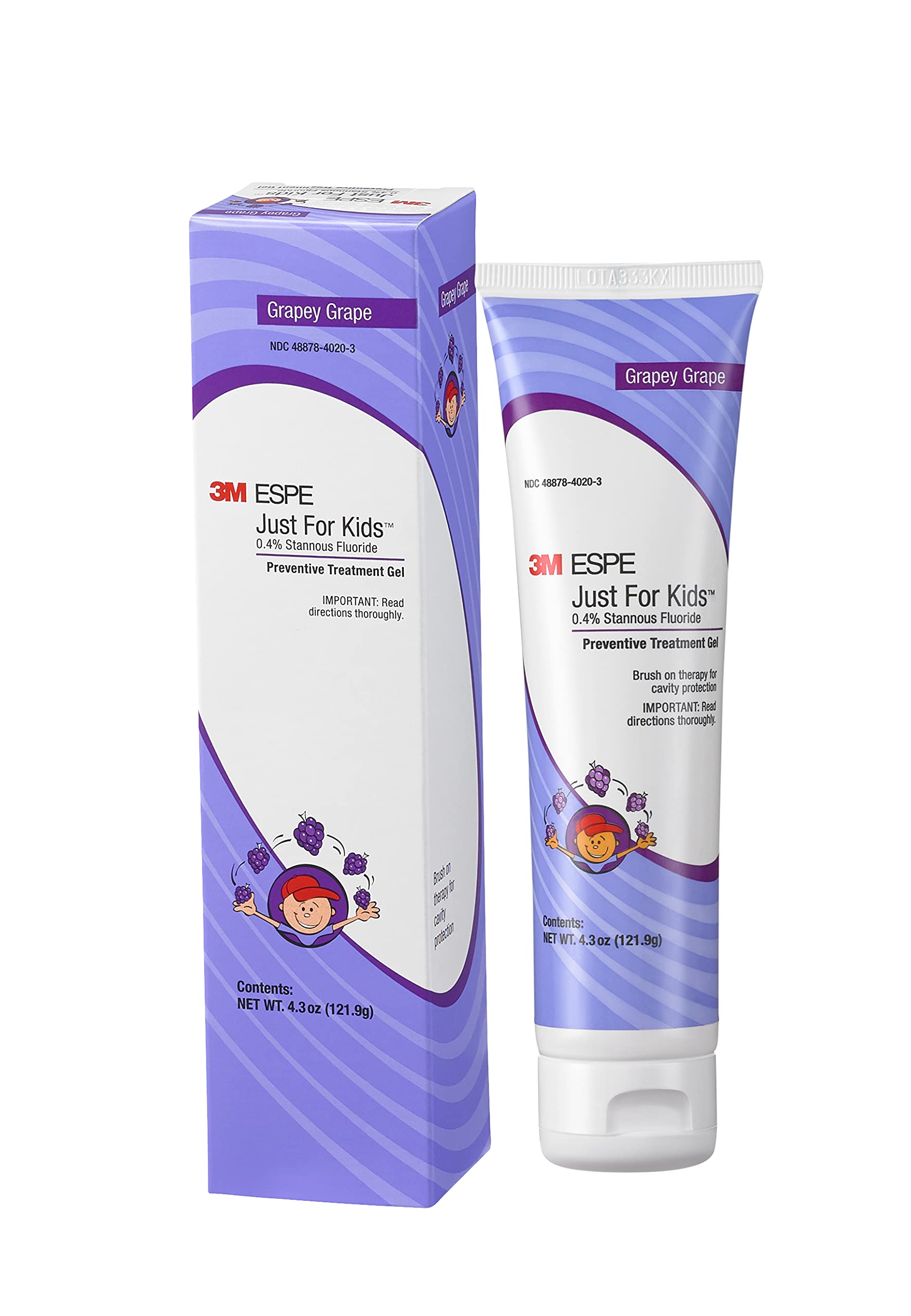 3M 70201054155 Just For Kids 0.4% Stannous Fluoride Brush On Gel, Extra Cavity Protection, 4.3 oz