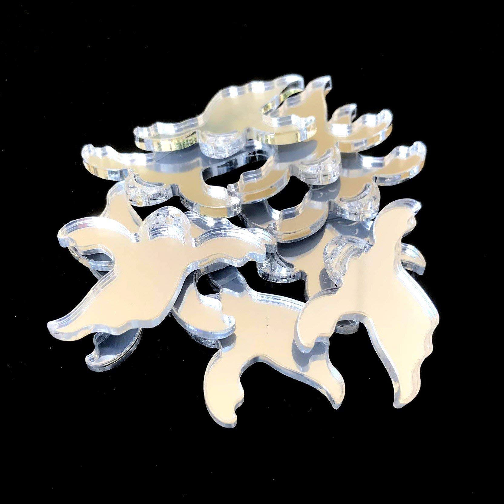 Super Cool Creations Ghost Shaped Crafting Mirrors, Set of 10, Many Colours, Shatterproof Acrylic, Orange, Pack of 10 x 10cm