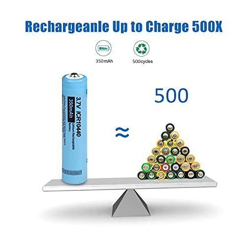 4 Pcs ICR 10440 Rechargeable Lithium Ion Battery,3.7v Batteries 350mAh (0.39 * 1.73 inch, Shorter Than AAA Size)