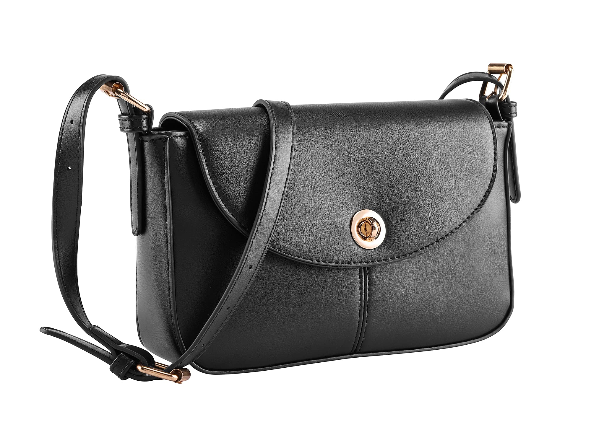 Ayliss Women Crossbody Handbag Purses Shoulder Handbag PU Leather Fashion Vegan Classic Envelope Saddle Purse Bag (Black)