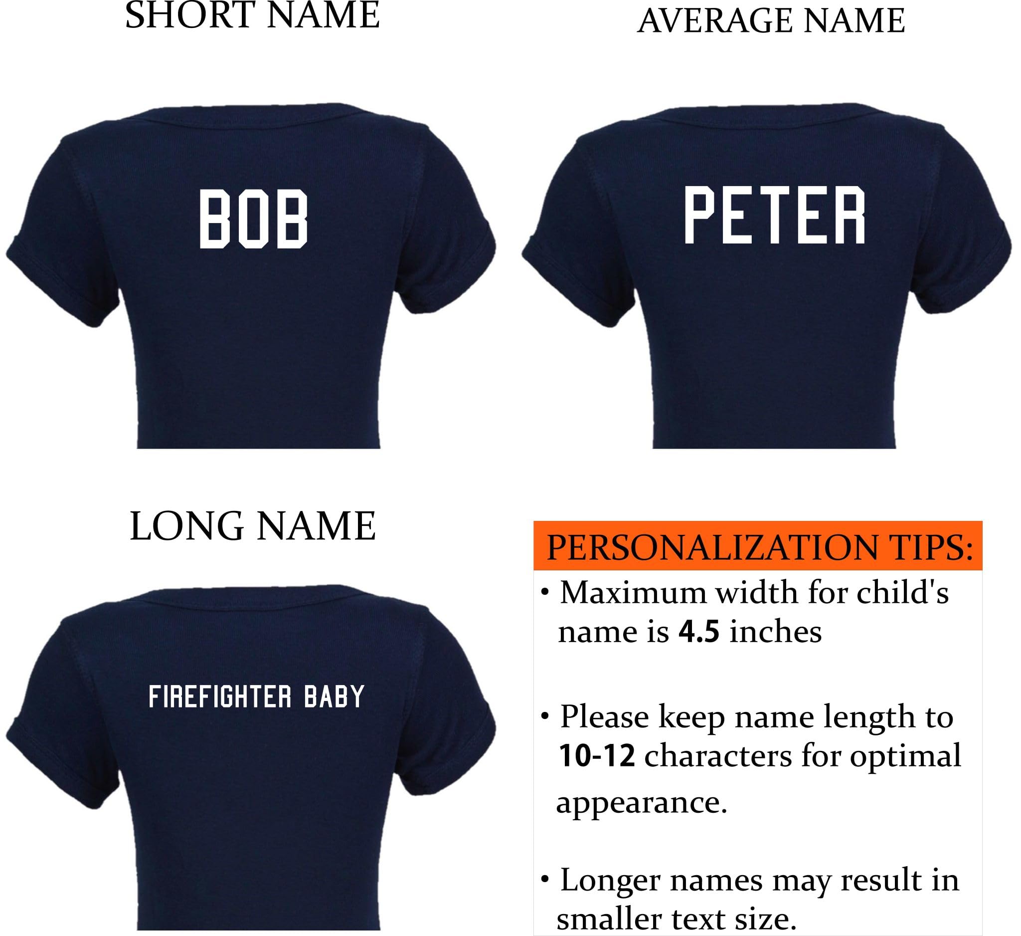 Fully Involved Stitching Firefighter Personalized Navy Baby Bodysuit (3 Months)