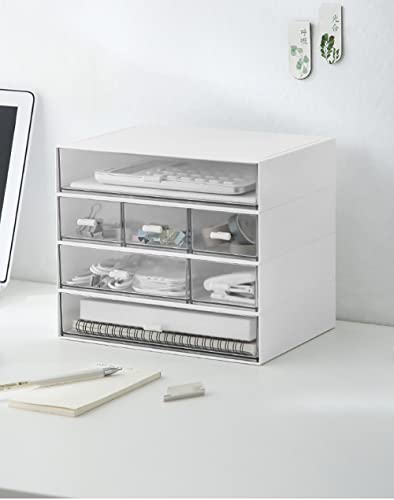 ICCGBHGO Desk Organizer, Plastic Desk Storage Organizer Office Stackable Storage Drawer, Desktop Table Craft Art Supply Organization and Accessories Caddy for Bathroom Home Dorm Office