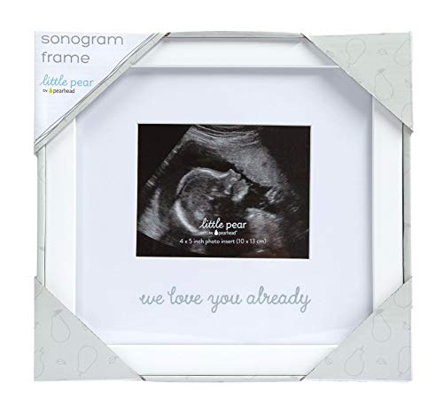 Little Pear We Love You Already Sonogram Frame, Gender-Neutral Pregnancy Announcement Picture Frame, Mother’s Day Keepsake Photo Frame, Nursery Décor, White