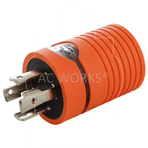 AC WORKS 30Amp 4 Prong 125/250Volt L14-30P Locking Plug to L14-20R 20Amp 4 Prong 125/250Volt Locking Female Generator Adapter (Compact)