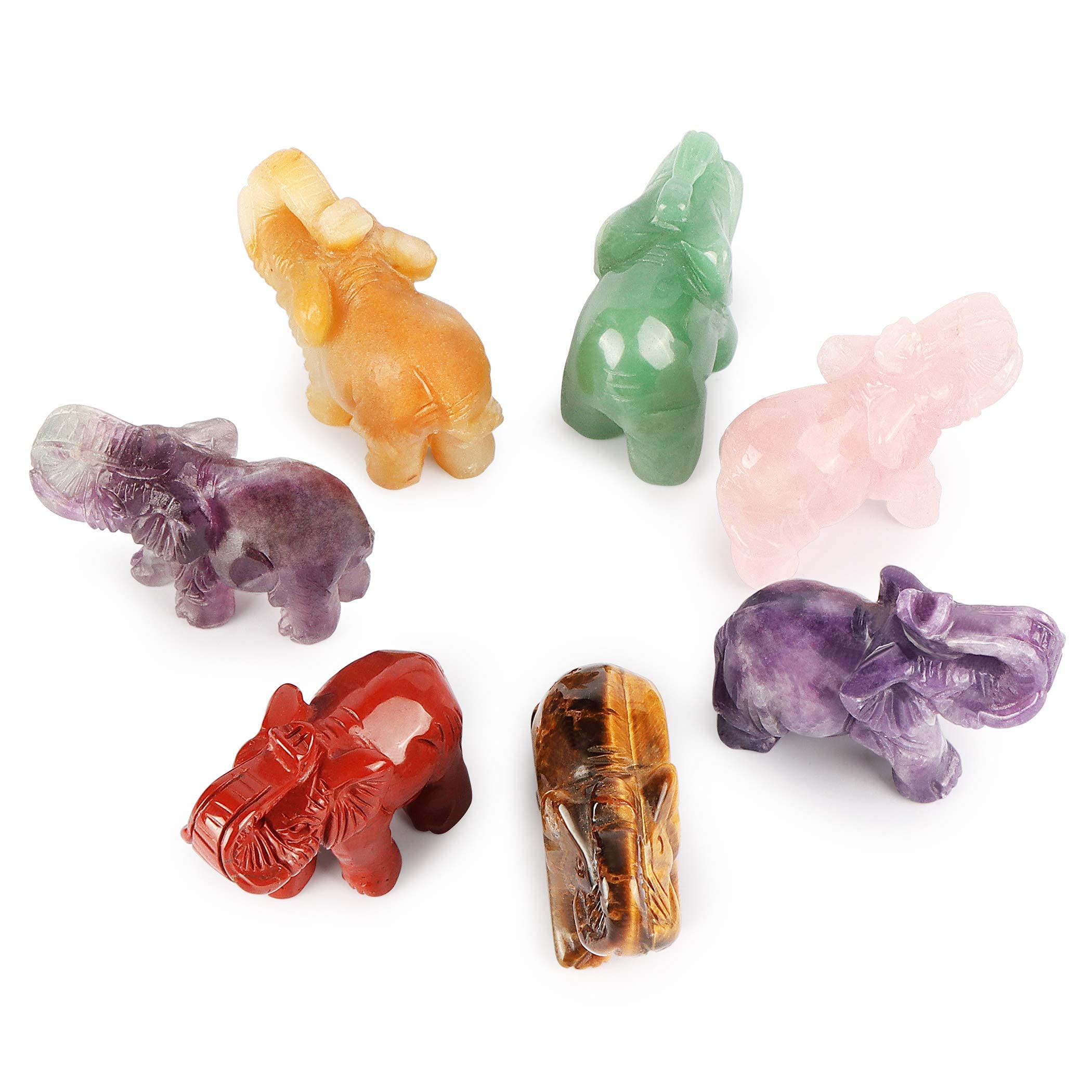 Artistone 2 Inch Yellow Tiger Eye Crystal Elephant Hand Carved Natural Stone Processed Crystal Gem Elephant Statue Animal Collectibles Home Decor Desk Accessories with Gift Box