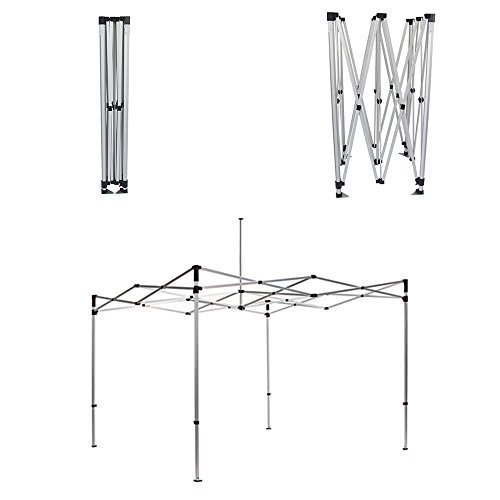 BannerBuzz Blank Canopy Tent with Carry Bag, Graphic with Hardware, 420 Denier Oxford Polyester Fabric, Pop Aluminum Frame for Easy Installation, Velcro Topper Attachment (20' x 10', White)