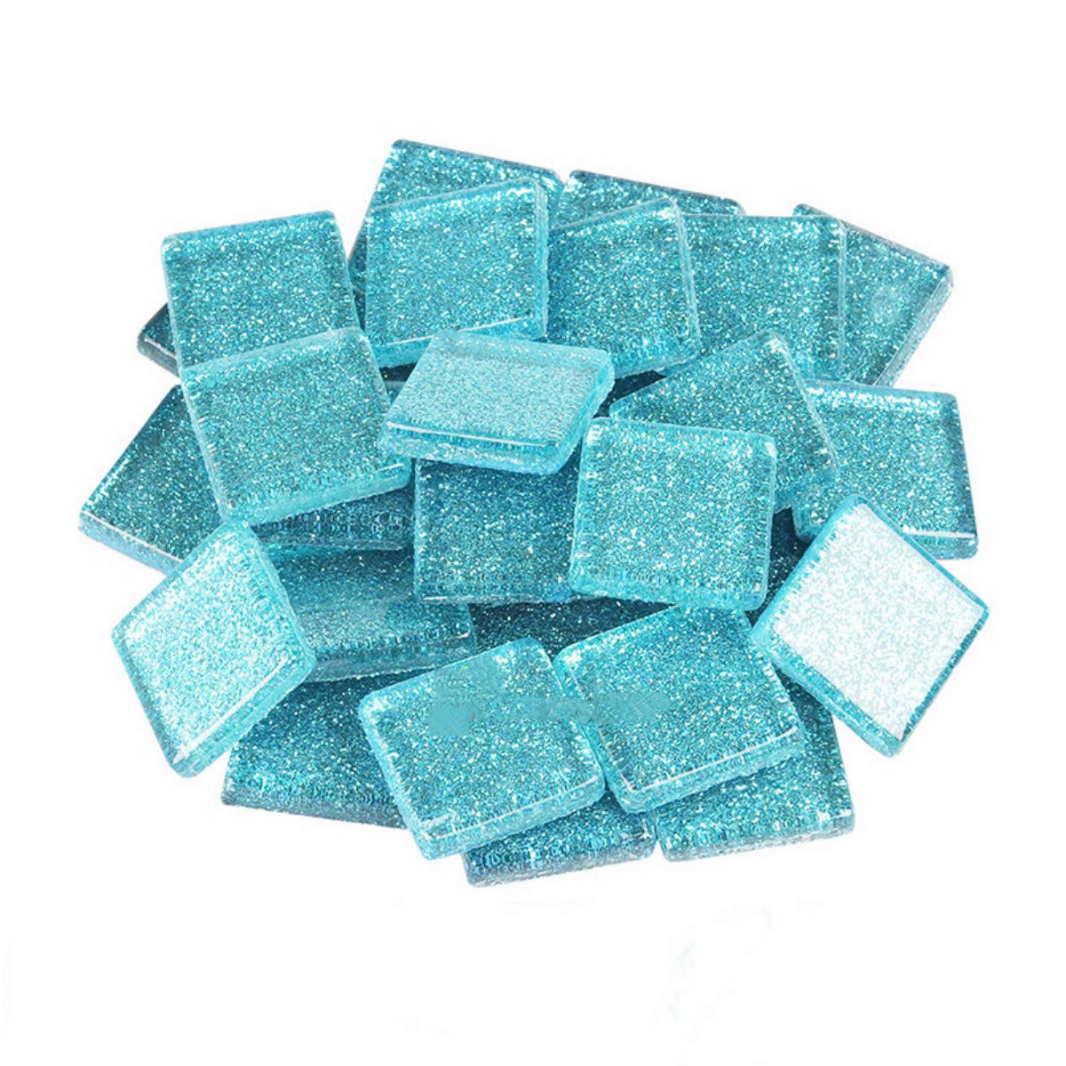 BestTeam 200g Mosaic Tile, Glass Tiles for Art Crafts DIY Children Puzzle Handmade Materials Home Decor -3/4 Inch (20mm) (Sky Blue)