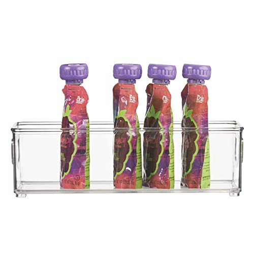 mDesign Plastic Stackable Small Organizing Bin Kitchen Pantry Cabinet, Refrigerator, Freezer Food Organization Storage Bins with Handles, Drawer Container Organizer, Ligne Collection, 6 Pack - Clear