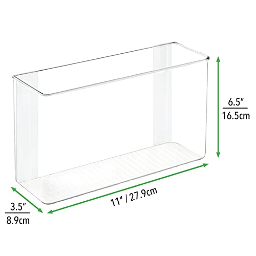mDesign Plastic Storage Organizer Bin, Adhesive Mount for Cabinets & Walls in Bathroom, Vanity, Under Sink, Holds Body Wash, Shampoo, Lotion, Brushes, Hair Spray, Ligne Collection, 2 Pack, Clear