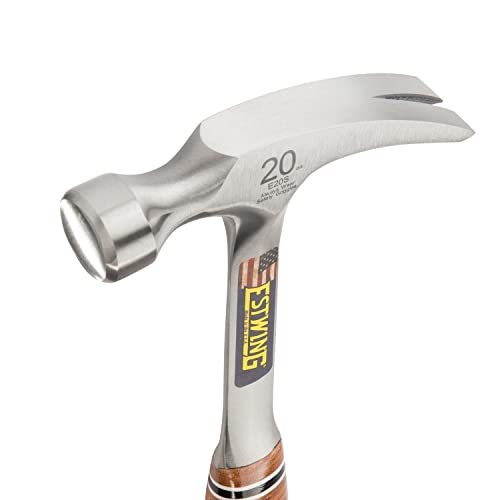 Estwing Hammer - 20 oz Straight Rip Claw with Smooth Face & Genuine Leather Grip - E20S