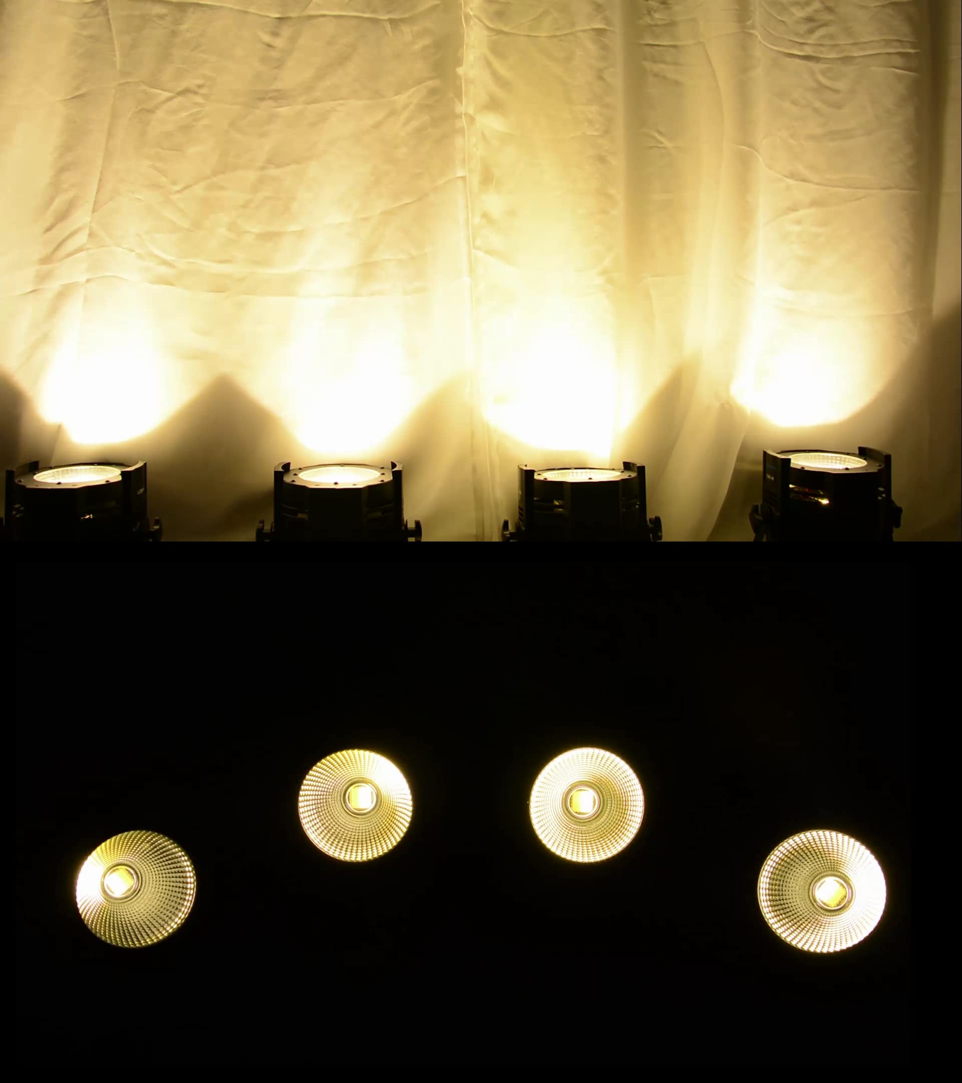 BETOPPER Stage Spotlight, 100W LED DMX Light, Warm & Cold White Spot Light COB Stage Lighting, Strobe Lighting for Church, Parties, Wedding, Theatre, Live Events, Stage etc.(4 Packs)