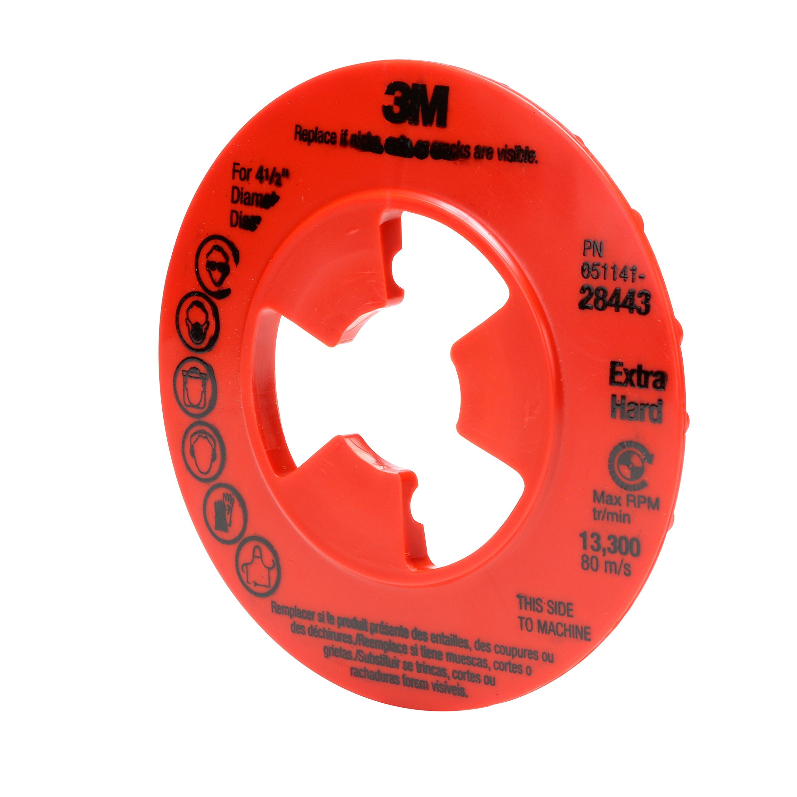 3M Disc Pad Face Plate, Ribbed - Extra Hard Density - For High Pressure Grinding - Attaches to Disc Pad Hub - 4.5" - 28443