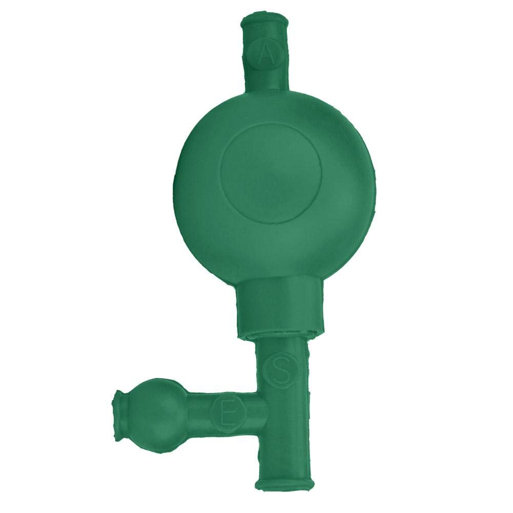 Lab Disposable Rubber Suction Bulb Pressure Quantitative Pipette Filler with 3 Valves(Green)