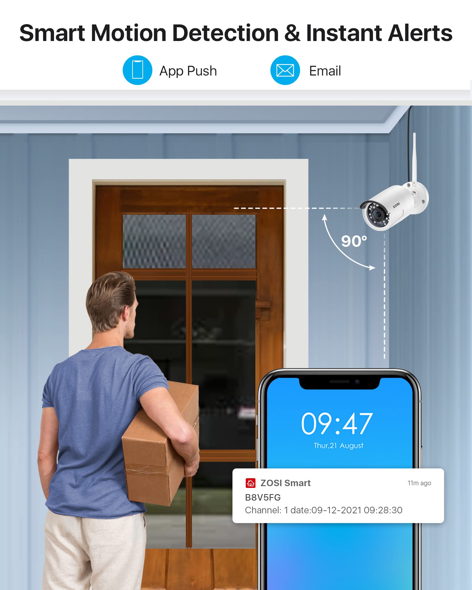 ZOSI 8CH 2K WiFi Security Camera System with 1TB HDD,3MP H.265+ 8 Channel NVR Recorder,4pcs 3MP Outdoor WiFi IP Cameras,Night Vision,Smart Motion Detection,Remote Access,for Home 24/7 Recording