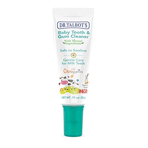 Dr. Talbot's Baby Toothpaste Naturally Inspired with Citroganix and Silicone Finger Gum Massager, Vanilla Milk Flavor