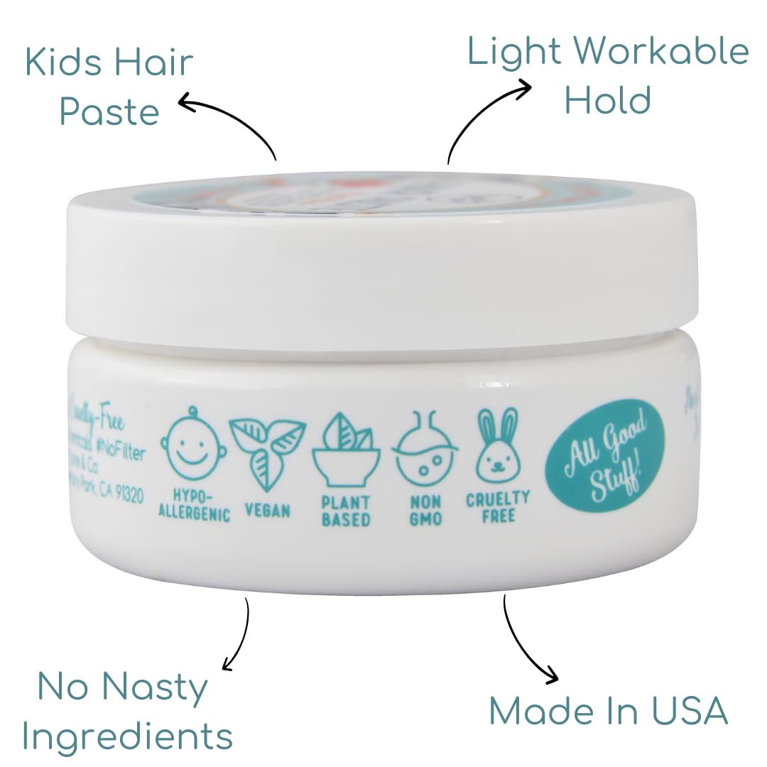 LANE & CO. Hair Paste - Plant-Based Styling Paste for Babies, Toddlers, Kids - Natural & Organic Formula, Safe & Non-Sticky, Tame Bed Head & Flyaway Hair, 2oz