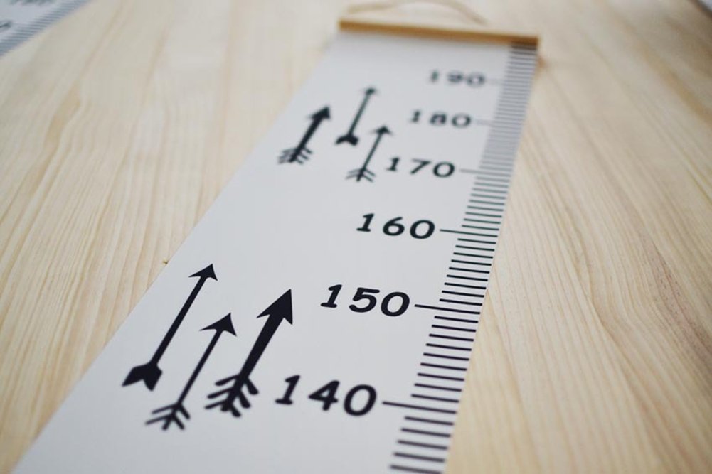 Baby Height Growth Chart Hanging Rulers Kids Room Wall Wood Frame Canvas Ruler Room Decoration 79''x7.9'' (Arrow)