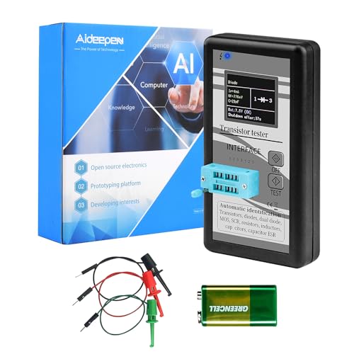 Aideepen Transistor Tester,Atmega328 Mosfet Automatic Checker Detector Capacitor Tester for NPN PNP Transistor Diode Resistor Inductor Capacitance MOS SCR LCR ESR
