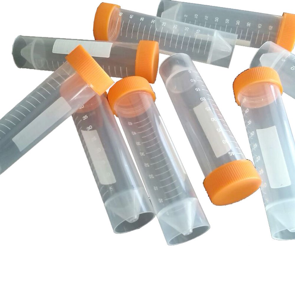Bipee Conical Centrifuge Tubes 50mL, 50 PCS Pack Sterile Plastic Test Tubes with Screw Caps, Polypropylene Container with Graduated and Write-on Spot, Non-Pyrogenic, DN/RNase Free