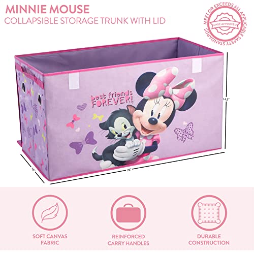 Idea Nuova Disney Minnie Mouse Collapsible Children’s Toy Storage Trunk, Durable with Soft Lid,28.5"x14.5"x16"