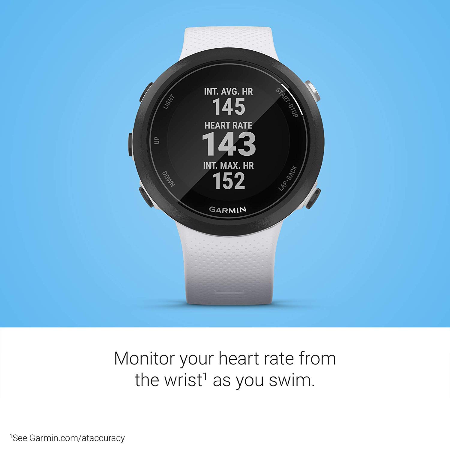 Wearable4U - Garmin Swim 2 GPS Swimming Smartwatch with Power Pack Bundle (Whitestone)