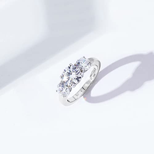 Amazon Essentials Platinum-Plated Sterling Silver Round 3-Stone Ring made with Infinite Elements Cubic Zirconia (3 cttw), Size 8 (previously Amazon Collection)