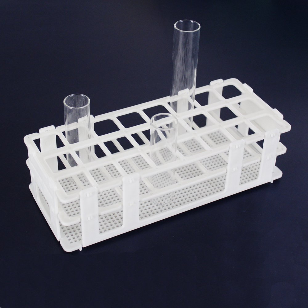 BIPEE Plastic Test Tube Rack, 21 Holes,Test Tube Holder for 50ml Test Tubes, White Vial Holder, Detachable Test Tube Holder Rack (1pcs,21 Holes)