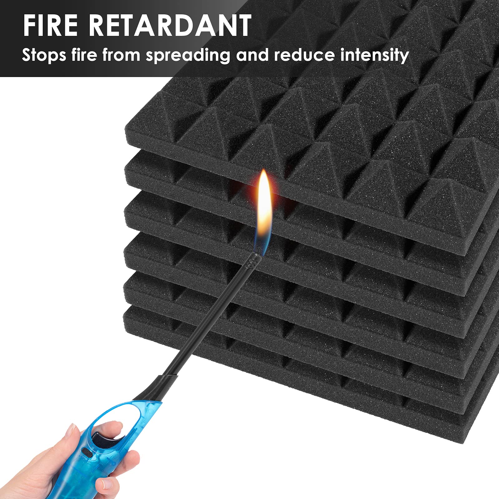 24 Pack Acoustic Foam Panels Sound Proof Foam Panels 2 Inch, 2" X 12" X 12" Fire Retardant Sound Proofing Padding for Wall, Studio Foam Wedge Tiles