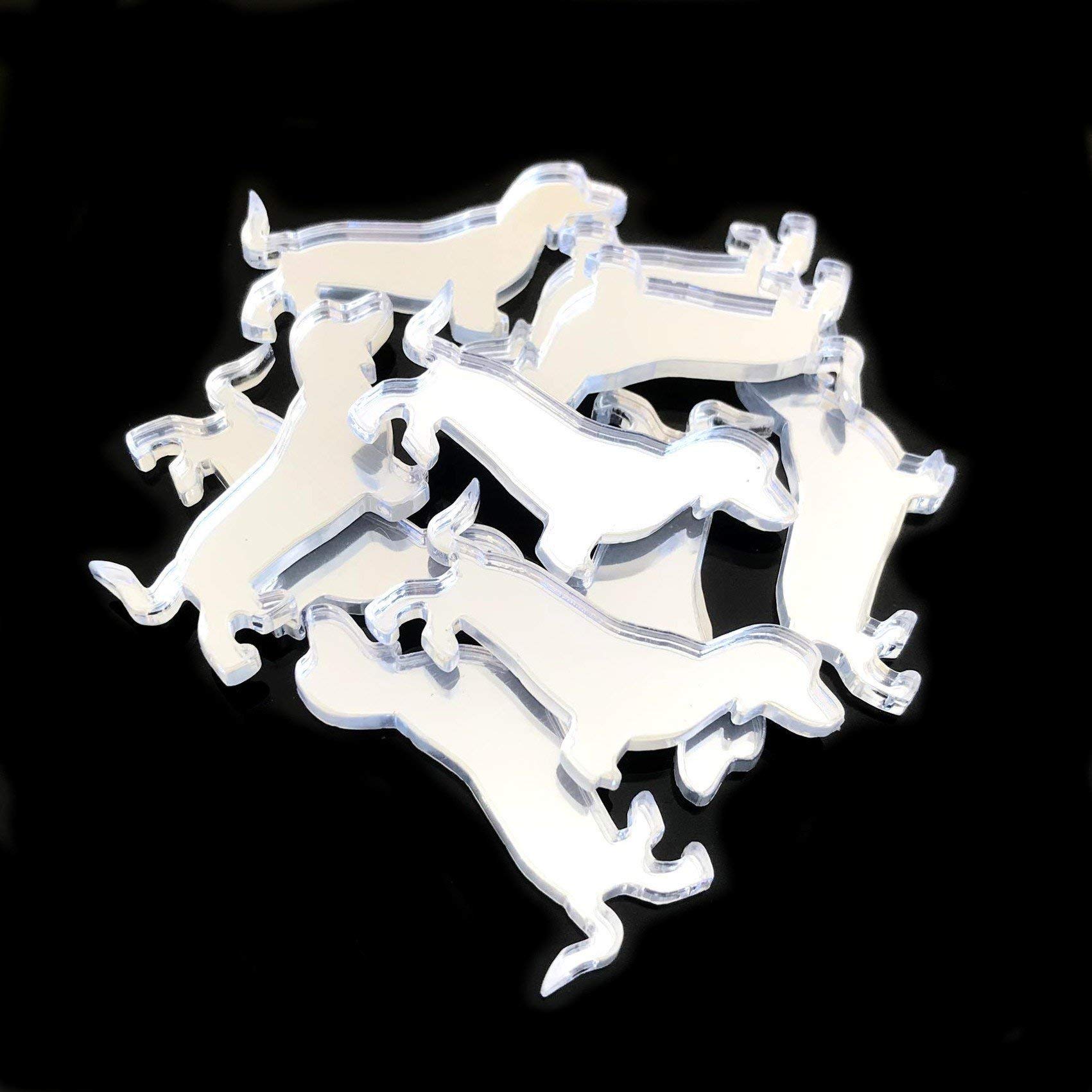 Super Cool Creations Sausage Dog Shaped Crafting Mirrors, Set of 10, Many Colours, Shatterproof Acrylic, Purple, Pack of 20 x 2cm