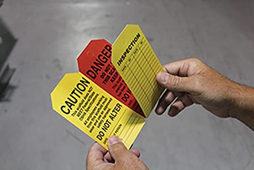 Accuform "Danger/Caution/Attention", Pack of 25 PF-Cardstock Scaffold Status Tag, Legend, 5.75" x 3.25", Black on Green/Yellow/Red, TSS200CTP