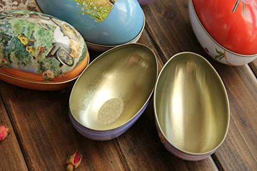 JANIUS Set of 8 Pieces Painted Eggshell Style tin Box for Easter