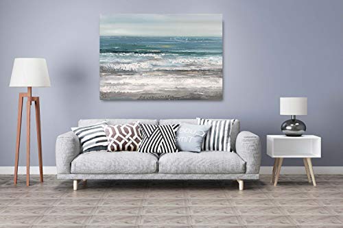 Yihui Arts Large Dinning Room Wall Art Hand Painted Modern Abstract Seascape Canvas Oil Painting Ocean Beach Coastal Picture Artwork for Home Decor