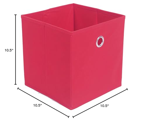 Amborido Storage Cubes Foldable Drawers Office Toys Room Organizer Cubby Clothes Fabric Kids Bins 6 Pack (Red)