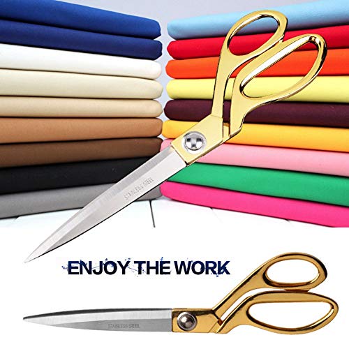 Jasni Liu Tailor Scissors Professional 10.5" Gold Stainless Steel Professional Shears Heavy Duty
