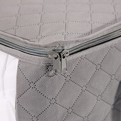 AzxecVcer 3 Pack Storage Bags,Foldable Storage Bag Organizers, Large Clear Window & Carry Handles,Under Bed Organizer Bag for Closets, Bedrooms for Comforters,Blankets,Clothes,Quilts and Towels, Gray)