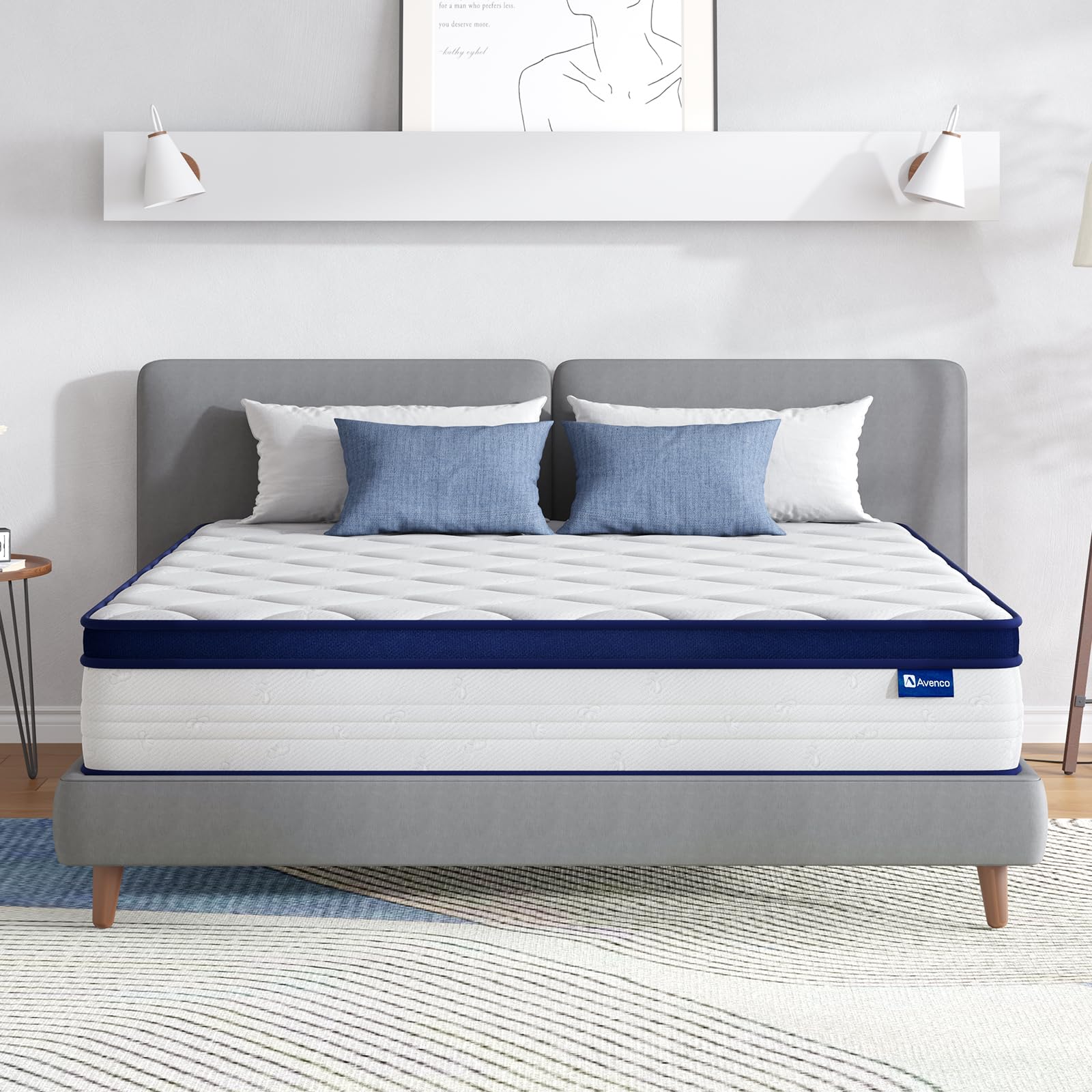 Avenco Queen 10 Inch Hybrid Mattress, Medium Plush, Pressure Relief, Motion Isolation, CertiPUR-US Certified