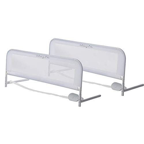 Dream On Me Adjustable Mesh Bed Rail in White, Two Height Levels, Breathable & Durable Fabric, Lightweight and Portable Bed Rail for Toddlers
