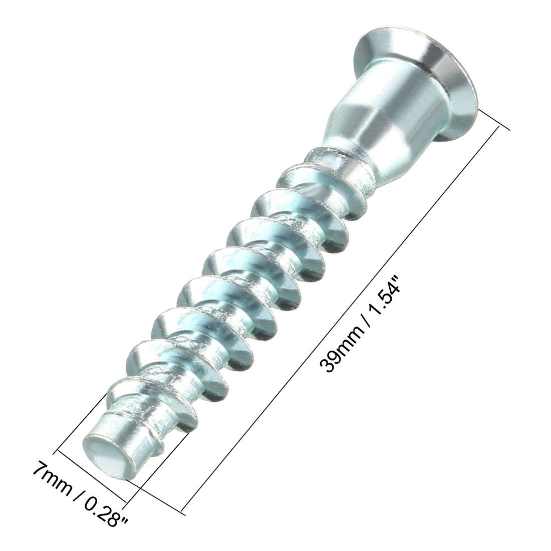 uxcell Furniture Confirmat Screw 7x39mm Hex Socket Wood Screws Zinc Plated 20pcs