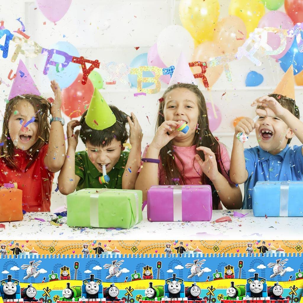 3Pcs Thomas The Train Birthday Party Supplies Tablecloth,Thomas Birthday Theme Tablecloth Cover Disposable Birthday Decorations ,42.5X70.9 Inch