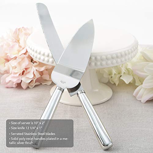 FASHIONCRAFT 2525 Simple Elegance Classic Silver Stainless Steel Cake Knife Set, Wedding Cake Knife and Server Set β One Size (Silver)