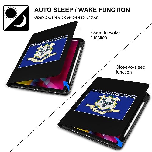 Connecticut State Flag Protective Case Compatible with IPAD 2020 AIR 4 (10.9in) Stand Case Auto Sleep/Wake Cover