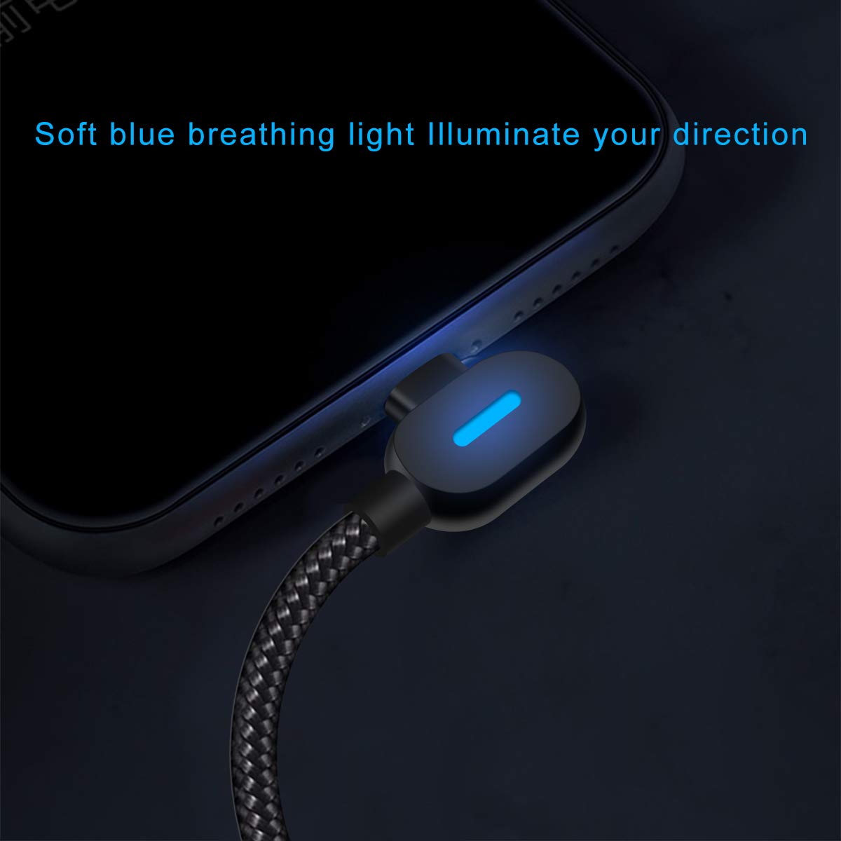 LED iPhone Charger Cable 10 FT 3Pack Right Angle Lightning Cable 90 Degree Nylon Braided Charging Cord Gaming USB Charging/Sync Compatible with iPhone 13 12 11 Pro XS MAX XR X 8 7 6S Plus SE iPad