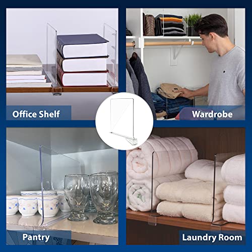 ArticYard Acrylic Shelf Dividers – 10 PCS Adjustable Clear Plastic Separators for Wooden Shelves, Shelf Dividers for Closet Organization, Perfect for Bedroom, Kitchen Cabinets, Bookshelf, Office