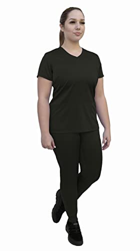 ANGIE UNIFORMS YOGAFLEX Tuck-in Top and Yoga Jogger Scrub Pants. Soft & Stretchy Tuck-in Set. (OLD BLACK, M)