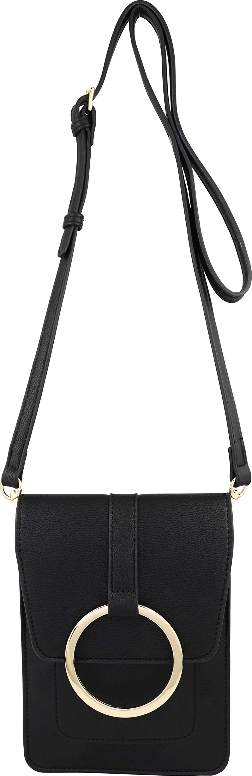 B BRENTANO Vegan Small Flap-Over Crossbody Bag and Waist Purse with RIFD Blocking (Black)