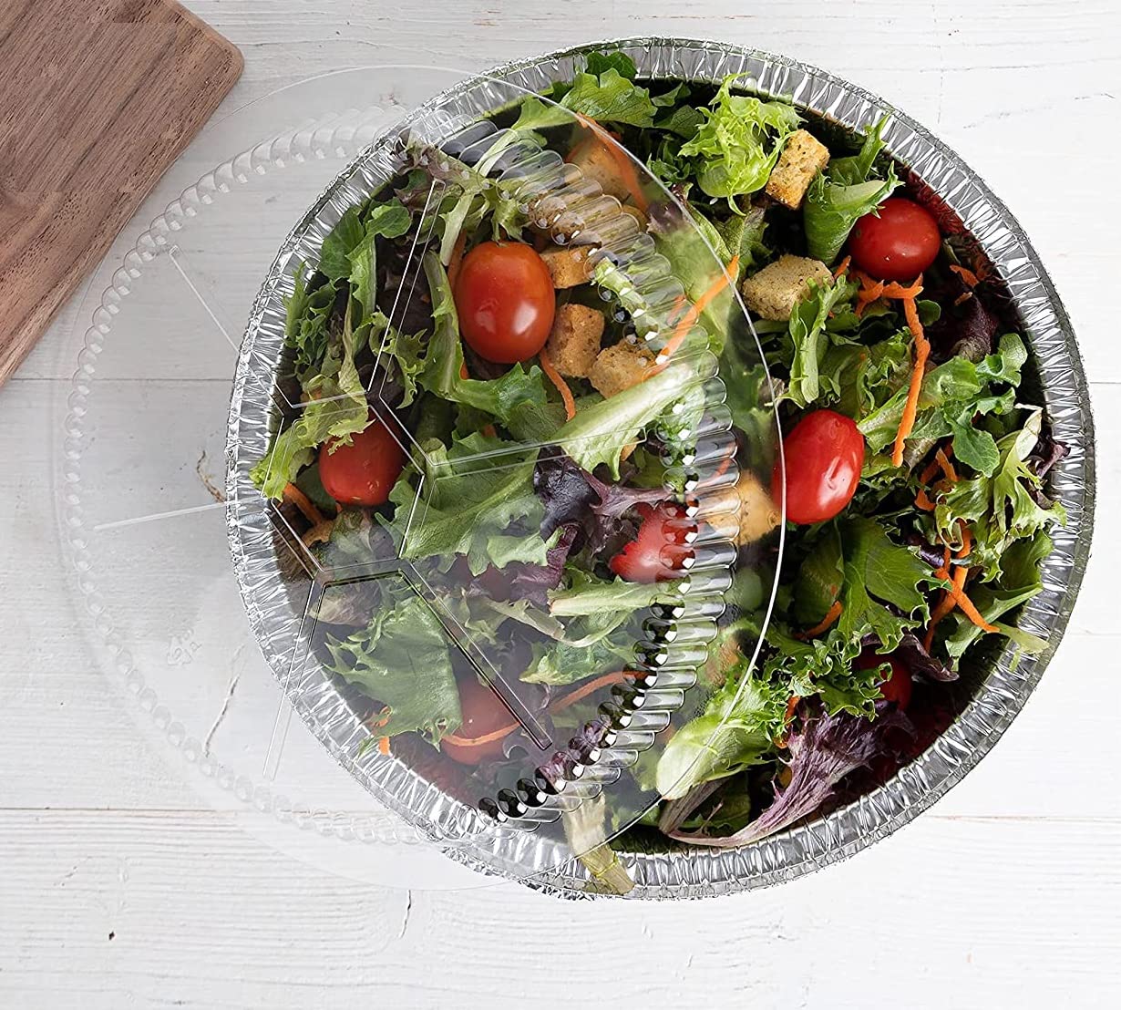 Mr Miracle Pack of 40 Disposable Aluminum Foil Pans with Clear Lids β8 Inch Circular Aluminum Pans, Ideal for Baking, Storing, Heating, Serving - Round Foil Pans with Lids