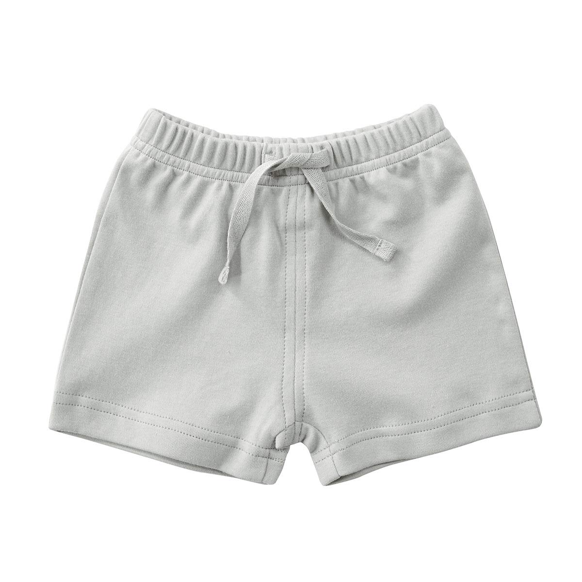 Teach Leanbh Unisex-Baby 3-Pack Cotton Soild Color Short with Drawstring 3-24 Months (3-6 Months, Green/Gray/Blue)