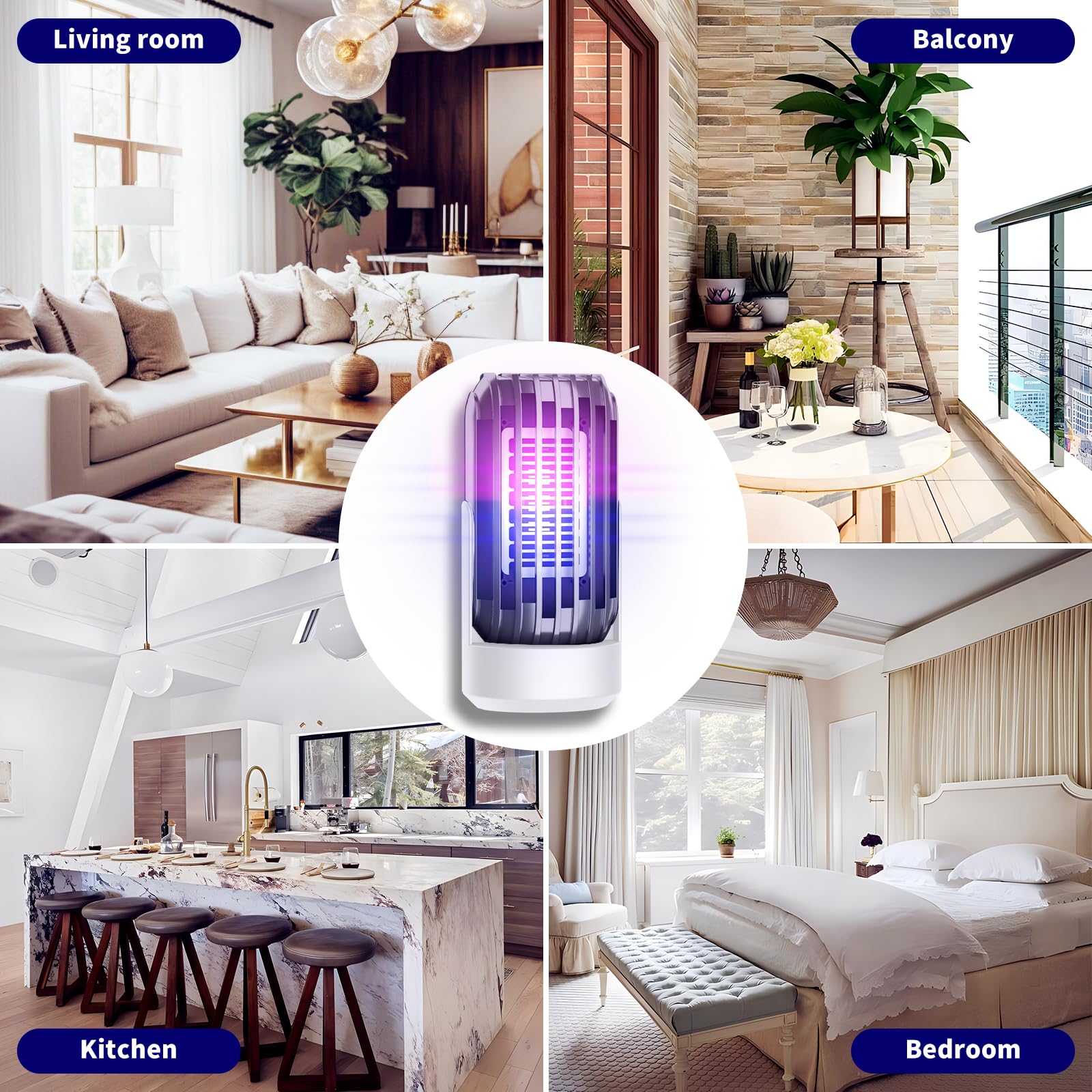 Jahy2Tech Bug Zapper Indoor,4 Pack Electronic Mosquito Zapper Indoor Mosquito Killer Lamp with UV Light Attractant,Plug in Fruit Fly Traps Indoor for Home, Living Room, Office Pest Control, Gery