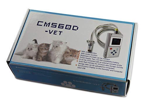 CONTEC Veterinary Handheld CMS60D-Vet Pulse Tester Pulse Oxygen Saturation and Pulse Rate Tongue Probe Pets/Animals/cat/Dog with PC Software