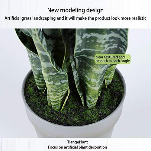 Artificial Snake Plant Faux Sansevieria 26 Inch for Indoor Outdoor Feaux Plants in Pot for Home Office Decoration Perfect Housewarming Gift